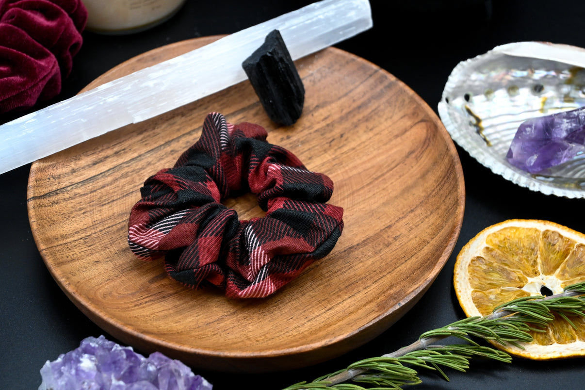 Red Plaid Scrunchie – Hawthorne’s Wares