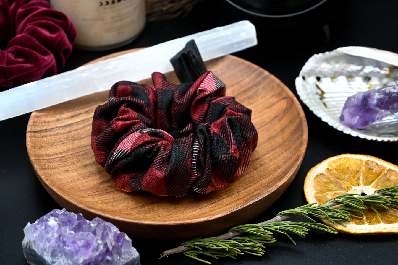 Red Plaid Scrunchie – Hawthorne’s Wares