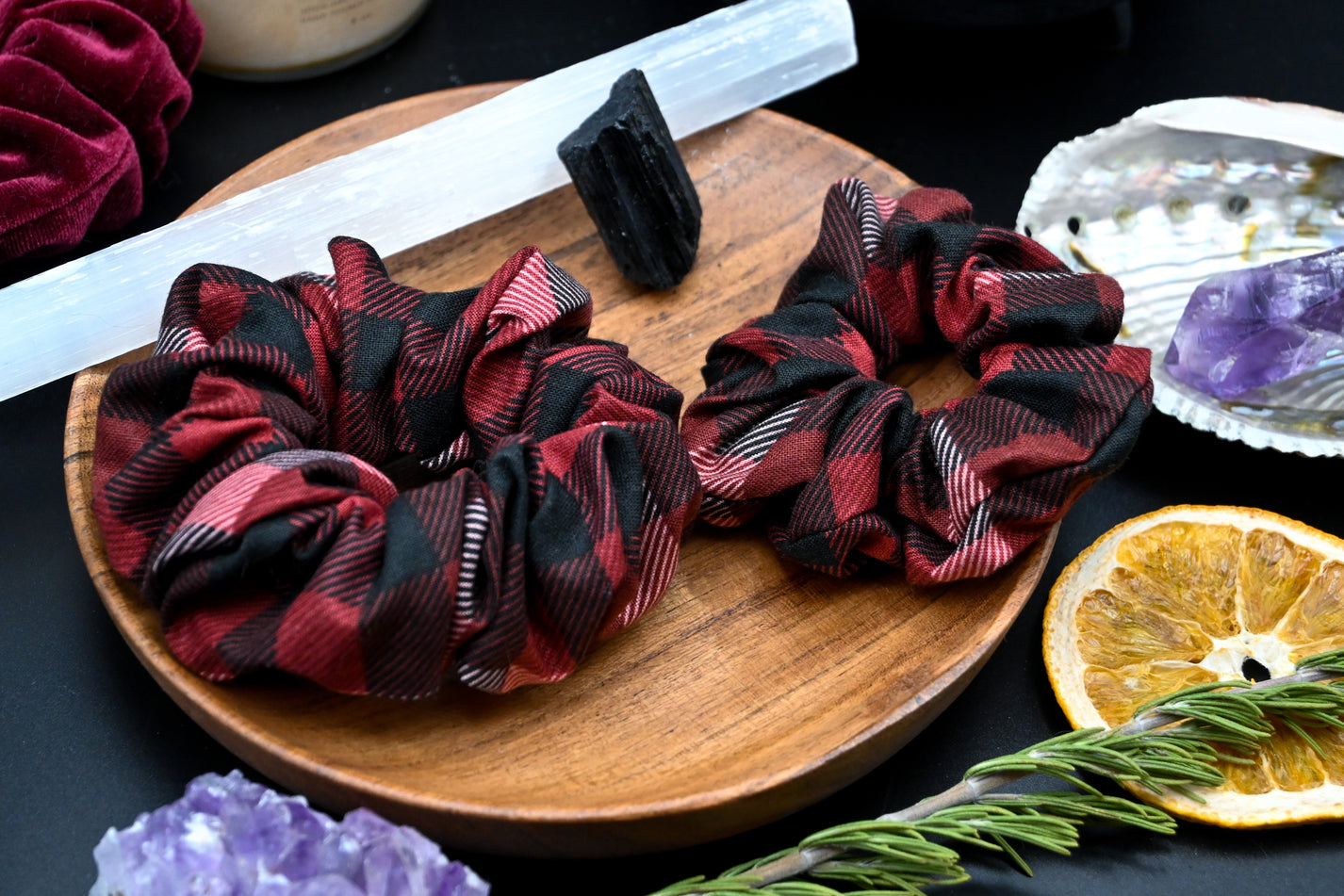 Red Plaid Scrunchie – Hawthorne’s Wares